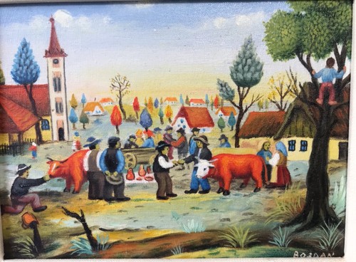 BOGDAN Artist Folk Art European Country Side Painting | eBay