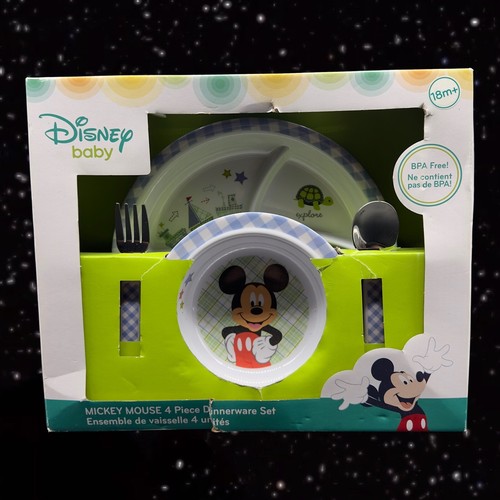 Disney Mickey Mouse Baby Dinnerware Set 4 pcs 18m+ New Ceramic Metal ...