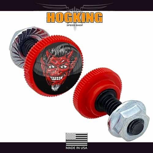 2 Red Knurled Motorcycle License Plate Frame Tag Bolts - VINTAGE RETRO ...