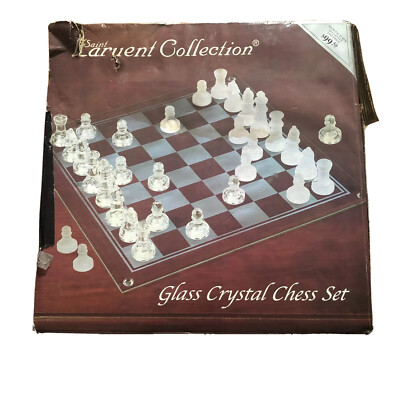 Saint Laurent Collection Crystal Glass Clear Chess Set Complete w/ Box ...