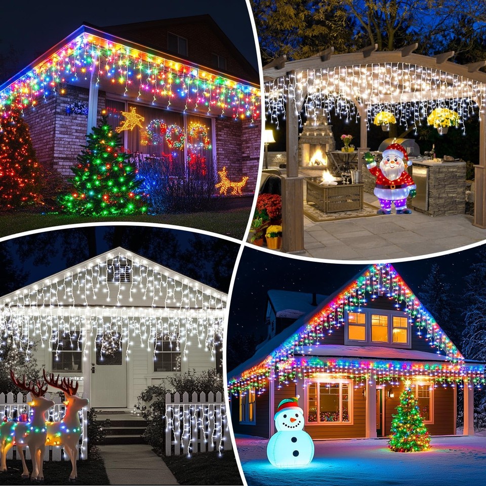 XZAI 800LED 72FT, Fairy Icicle String Lights, Plug-in, Multi-Color ...