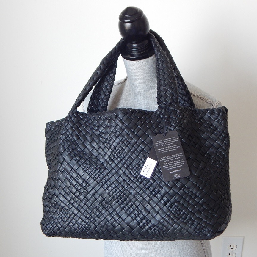 Falor Firenze Leather Hand Woven Large Tote Shoulder Bag Made in Italy ...