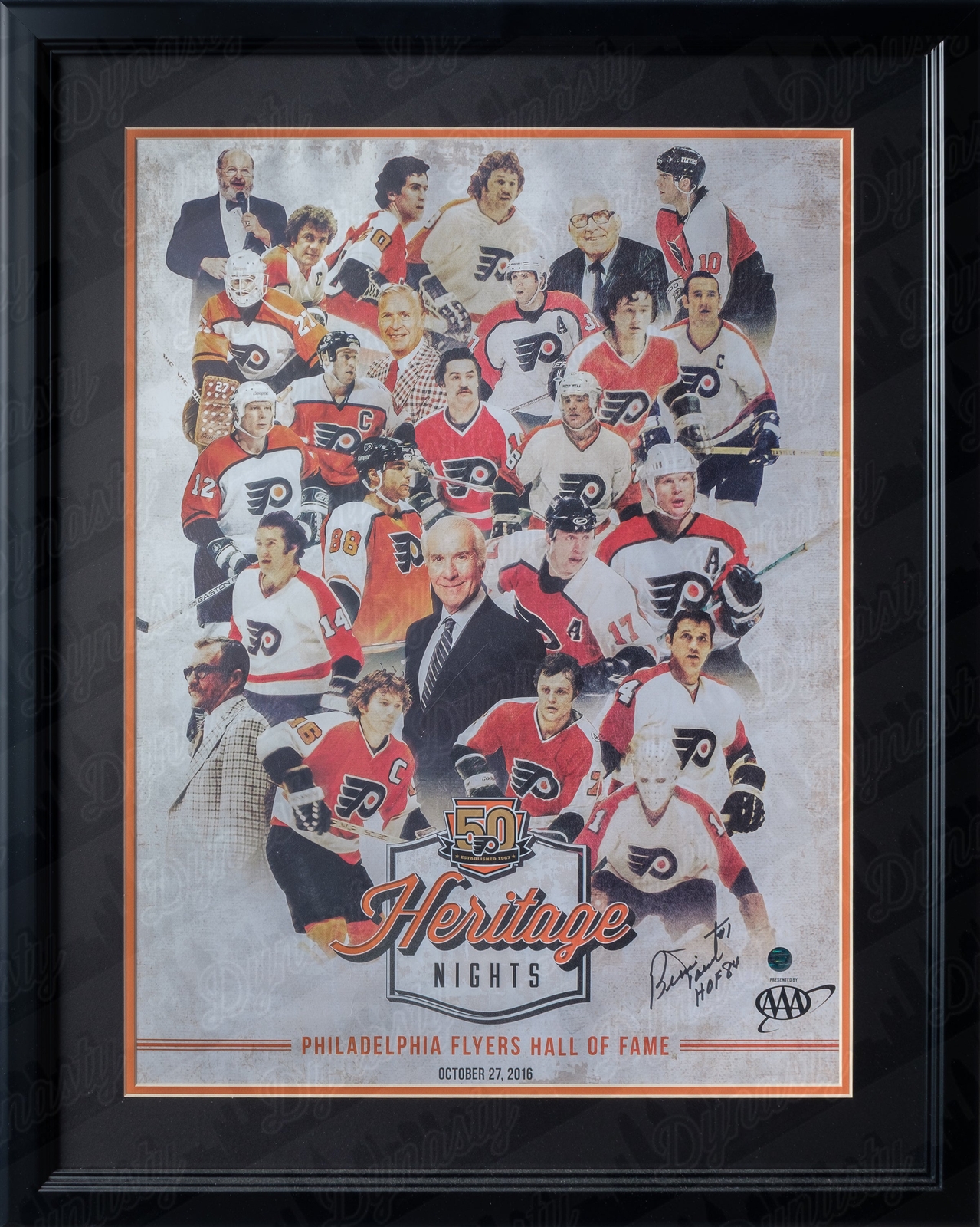 Bernie Parent Autographed Signed 50th Anniversary Flyers Framed Poster ...