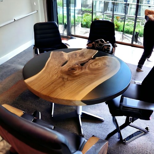 Round Epoxy Dining Table 42"x42" black Epoxy Round dining Table, Round ...