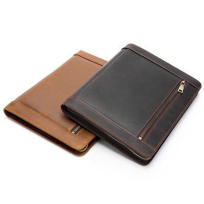 Mens Leather Portfolio Organizer A4 Document Holder Tablet Sleeve Pen ...