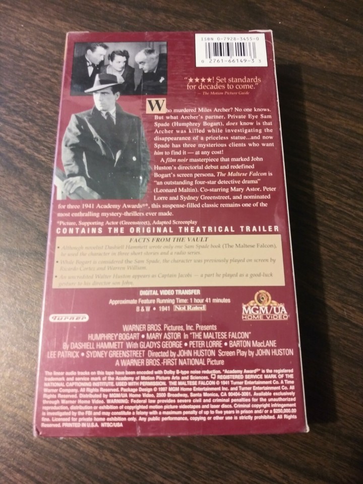 The Maltese Falcon (VHS, 1997, MGM Vintage Classics) - New Sealed ...
