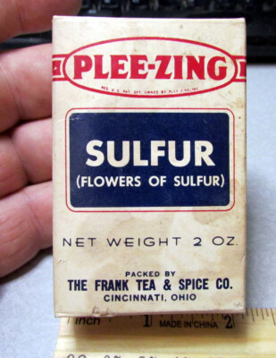 Vintage 1950s Plee-zing Sulfur still full 2 oz spice box container ...