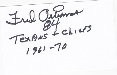 Fred Arbanas #84 Chiefs Auto Signed 3x5 Index Card Free Shipping! | eBay