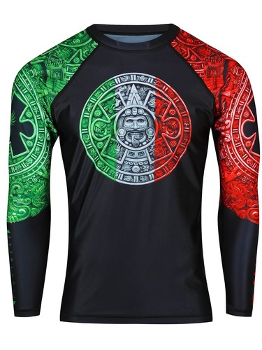 Raven Fightwear Men's Aztec BJJ Rash Guard MMA Red/White/Green | eBay
