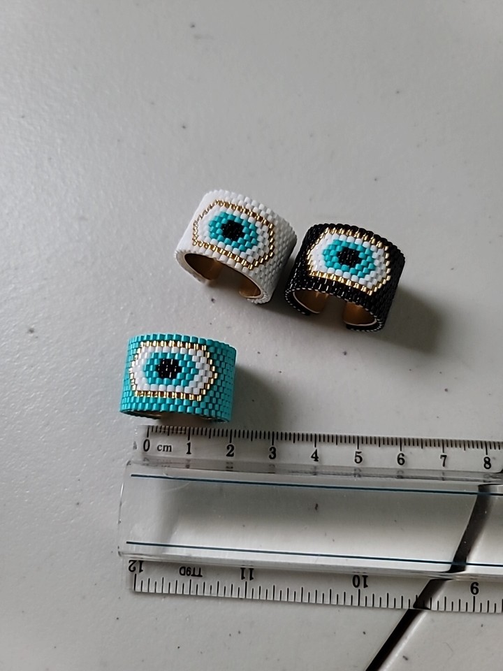 Boho gold stainless steel adjustable lucky evil eye nazar ring festival ...