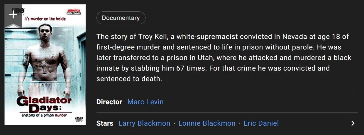 HBO's Gladiator Days: Anatomy of a Prison Murder (DVD,2002,Unrated ...