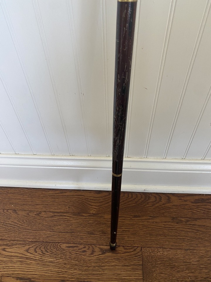 VINTAGE COLLAPSIBLE WALKING CANE W/ BRASS EAGLE HEAD HANDLE HIDDEN ...