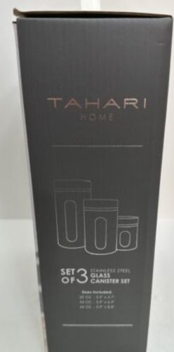 NEW TAHARI SET OF 3 STAINLESS STEEL GLASS CANISTER SET- 18k Series Matte Black | eBay