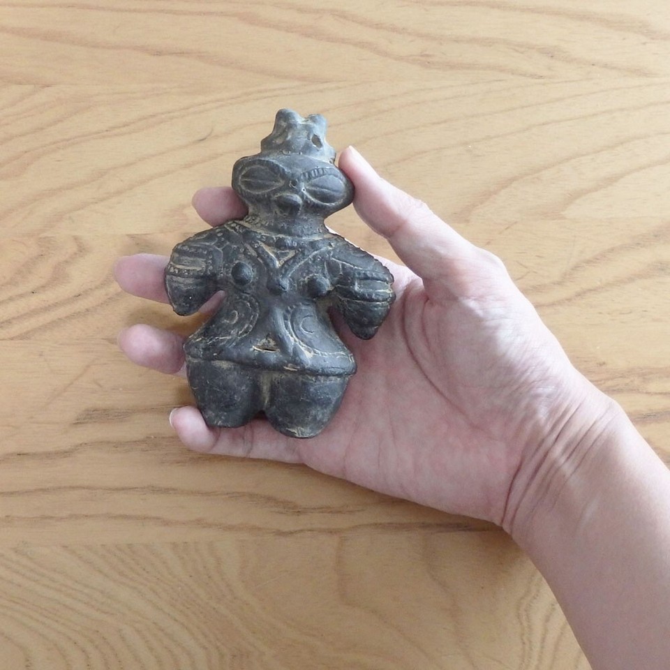 Dogu Jomon Period Clay Statue Earthen Figure Black 12cm Replica JAPAN ...