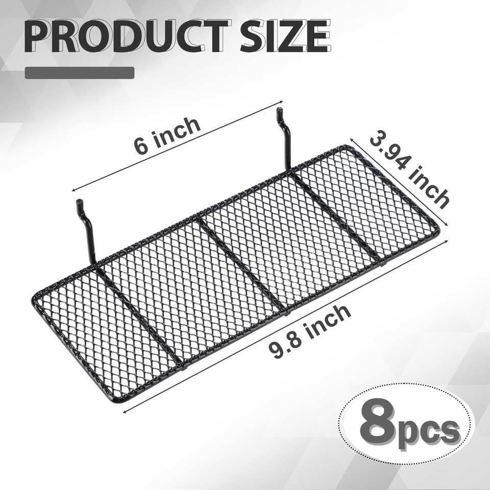 8 Pcs Pegboard Shelf Metal Mesh Peg Board Hooks Shelf Brackets ...