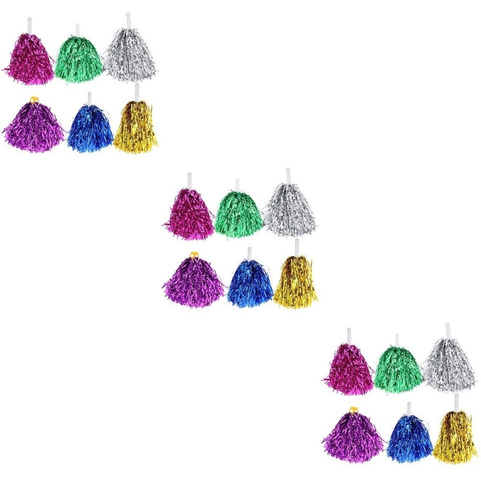 6Pcs Cheerleading Pom Poms Shiny Mixed Color Props for Dancers Audience ...