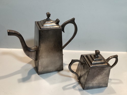Vintage Rectangular Metal Tea Pot And Sugar Bowl | eBay