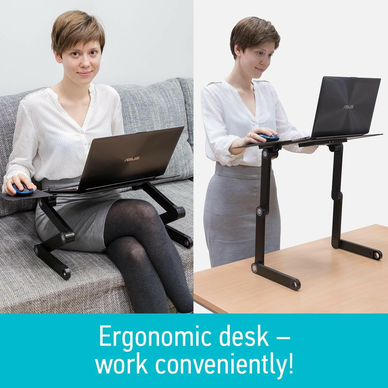 Adjustable Laptop Stand Desk Folding Computer Table Portable Sofa Lazy ...