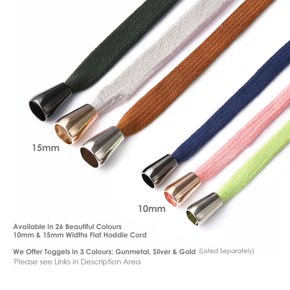 Drawstring Cord Cotton Hoodie String for Sweatshirt,10 & 15mm,Toggle ...