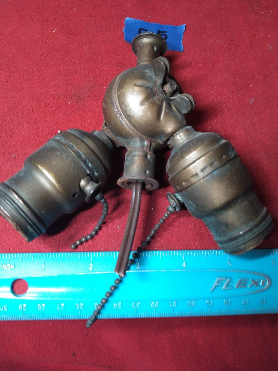 Antique Cluster Lamp Sockets 5in. Bottom Stem Antique Brass Finish