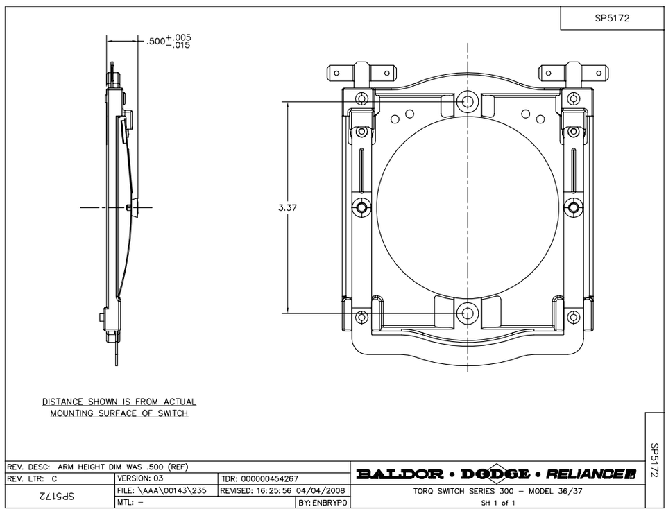 BALDOR START SWITCH 2023000868 / 36M925S928G1 MOTORS ''OEM FACTORY PART ...