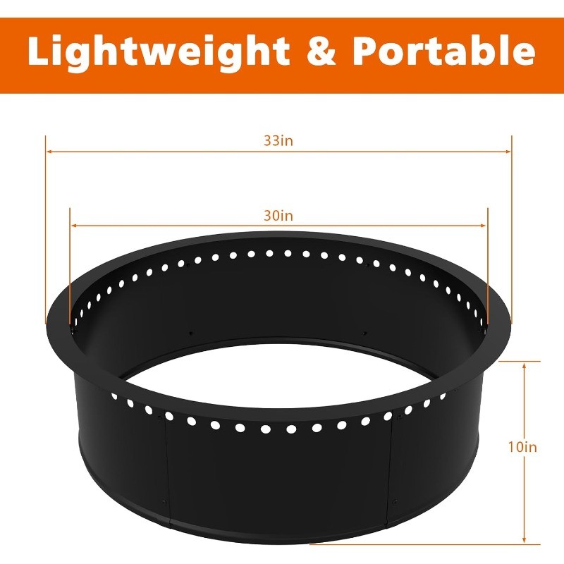 30inch Heavy Duty Steel Fire Ring for Outside,Round Fire Pit Insert for ...
