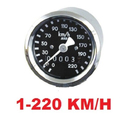 MMB 48mm Mini Speedometer 0-220 KM/H 2240:40 Ratio Black Face Harley ...