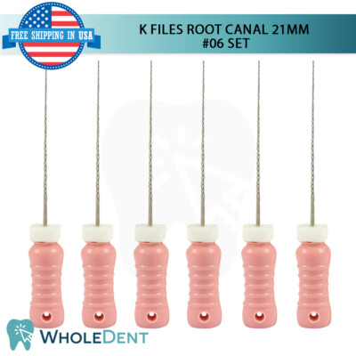 K Files Root Canal 21mm Hand Endodontic Dental Hedstrom 6pcs Pack ...