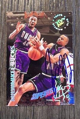 Todd Day Auto 1994 Stadium Club Super Team 15 Vintage Milwaukee Bucks ...