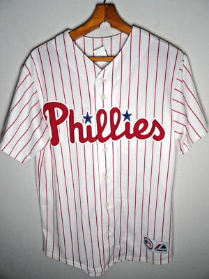 Vintage Philadelphia Phillies Jersey Medium Men 90s Majestic Striped ...