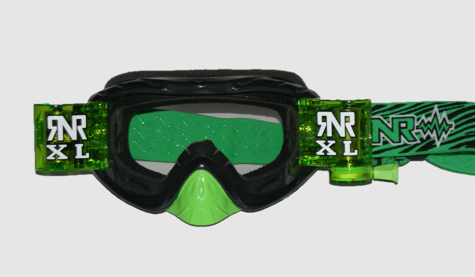 Rip N Roll Hybrid XL Roll-Off Goggles MX ATV - Black / Green | eBay UK