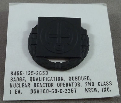 US Army Subdued Nuclear Reactor Operator 2nd Class Badge NOS 1969 KREW ...