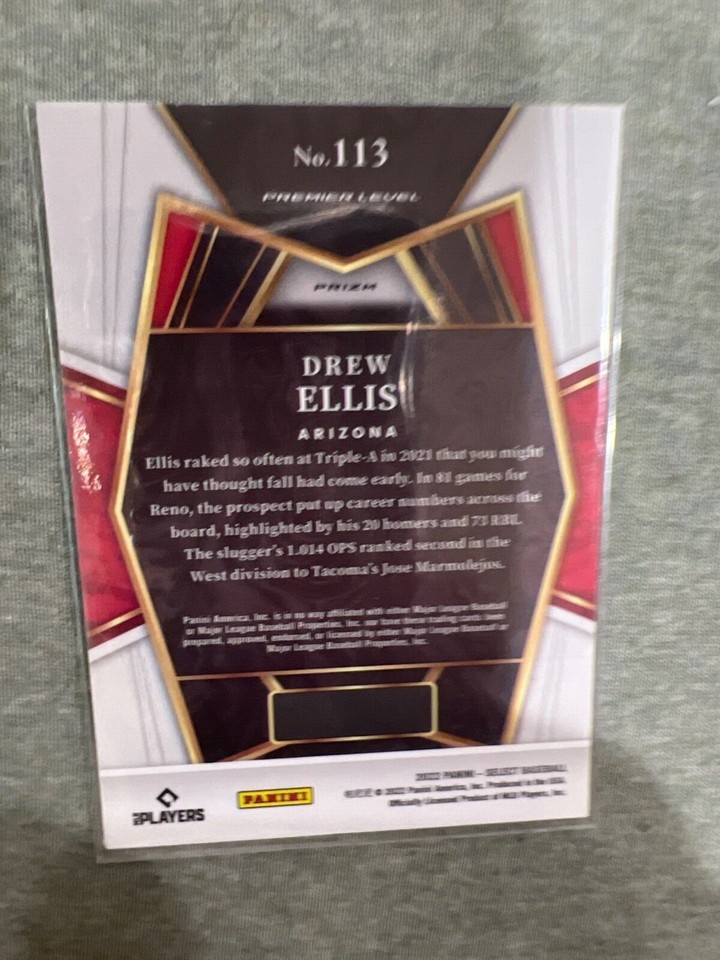 2022 Panini Select Baseball Drew Ellis Premier Level Silver Prizm RC Arizona | eBay