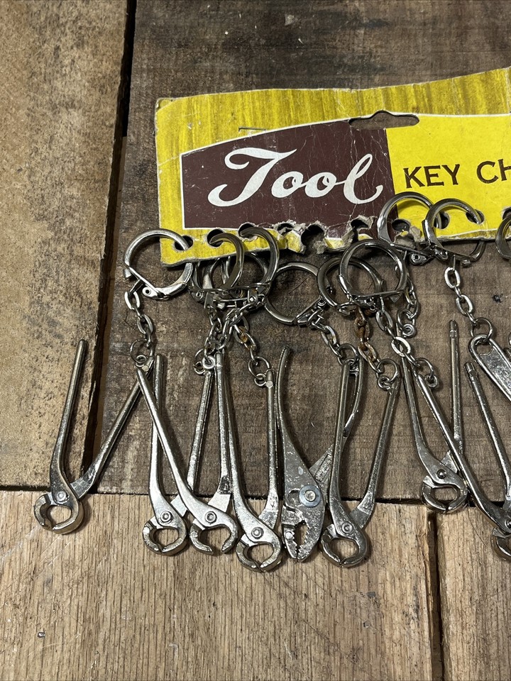 Vintage Display of 12 Mini Adjustable Wrench Pliers Key Chain Pocket ...