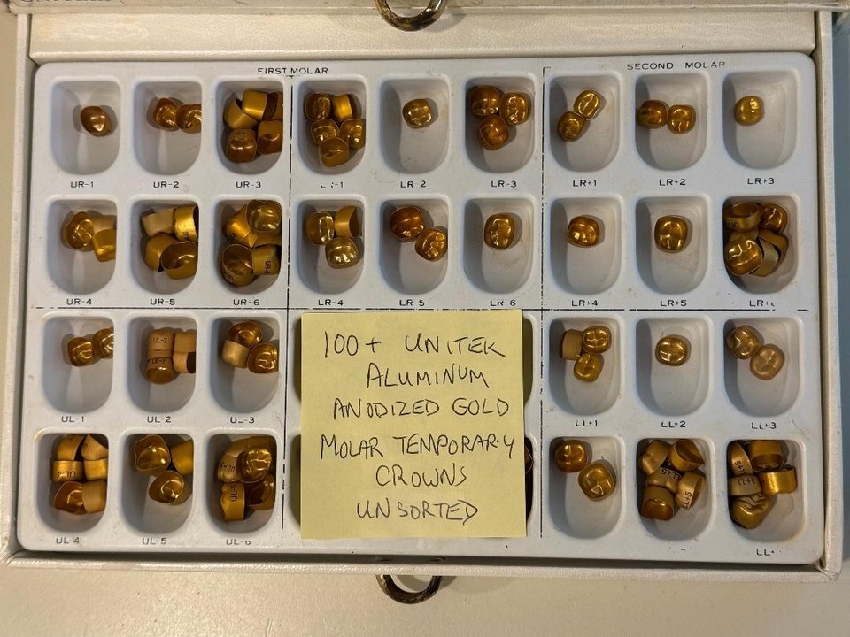 280+ UNITEK GOLD ANODIZED ALUMINUM MOLAR BICUSPID TEMPORARY DENTAL ...