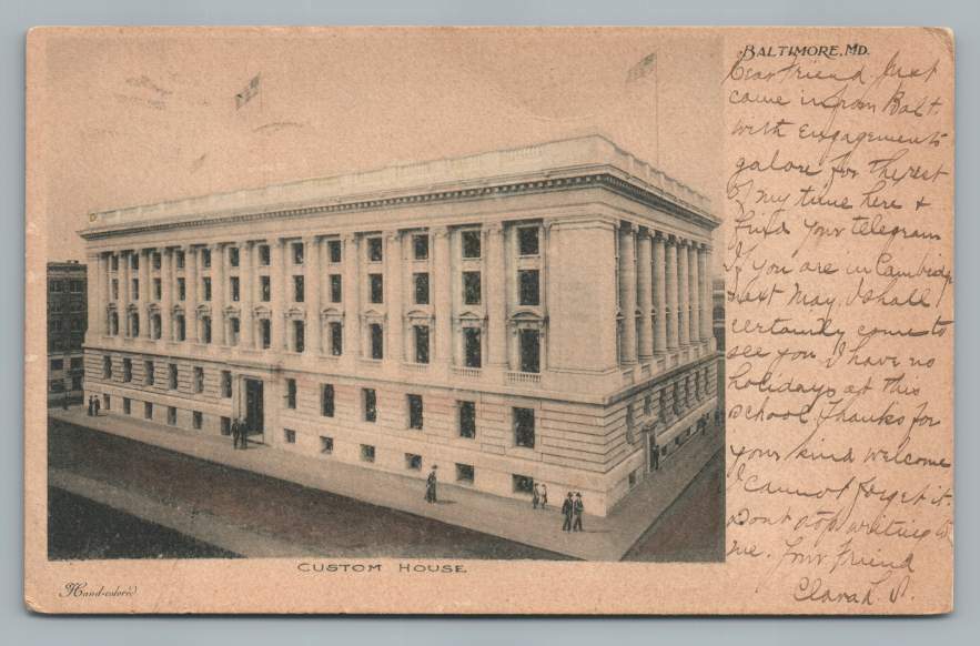 Custom House BALTIMORE Antique UDB Hand Colored Postcard 1906 | eBay