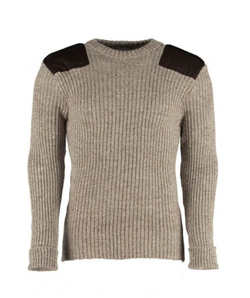 British Commando Sweater Woolly Pully CREW Neck with EPAULETS - Various ...