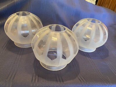 RARE Antique Gasolier/Gas Light Glass Ball Shades Frosted 3 1/4" Fitter ...