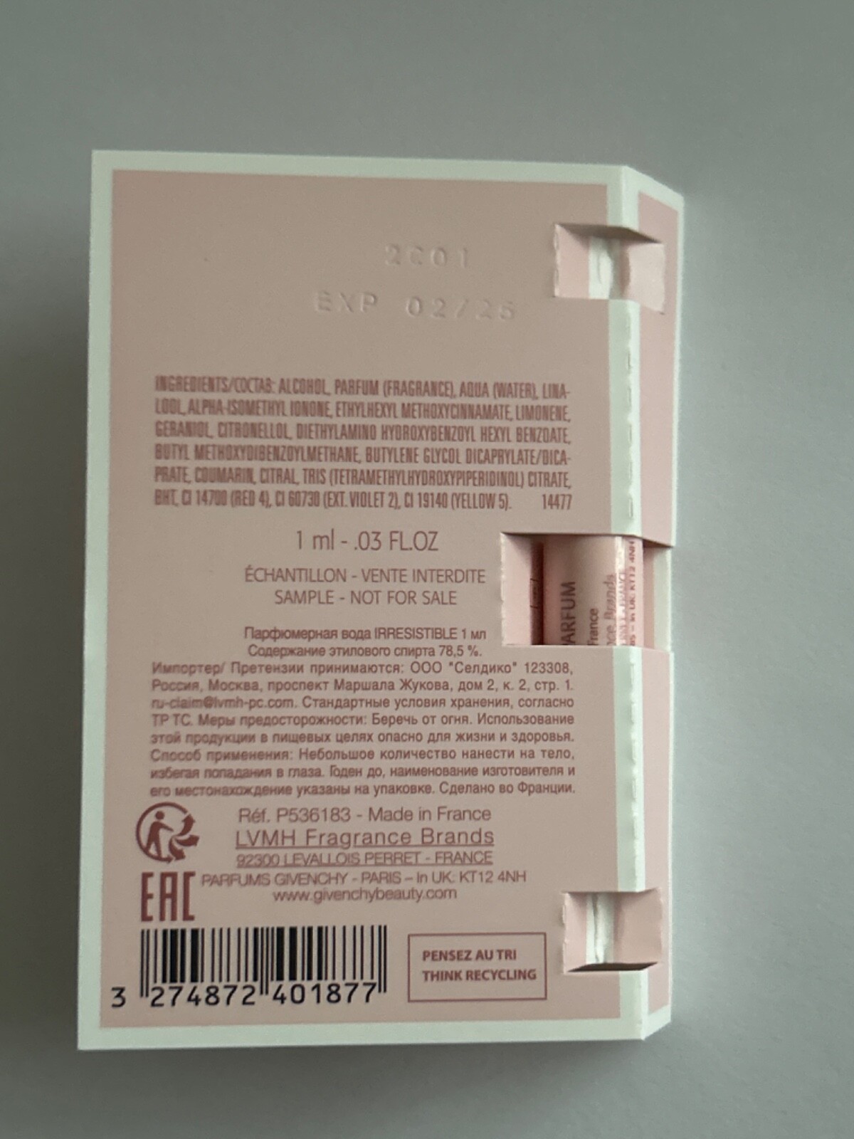 4 x Irresistible Givenchy Eau de Parfum 1ml / 0.03 Oz Each Sample Sizes ...