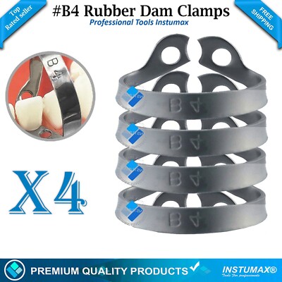4 PCS Dental Rubber Dam Clamps B4 Brinker Anterior Endodontic Surgical ...