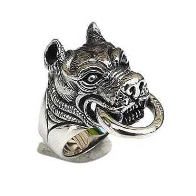 Sterling Silver Pitbull Dog Head Ring | eBay Australia