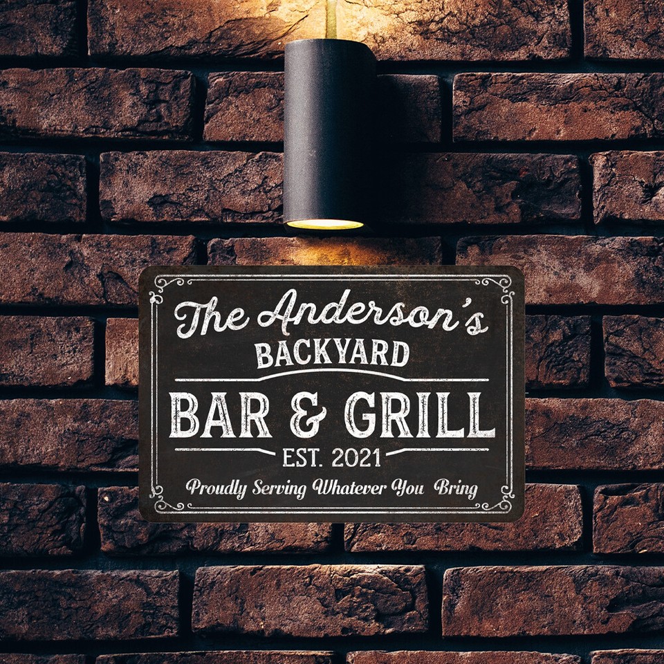 Personalized Backyard Bar and Grill Sign Patio Decor Porch Deck Pub ...