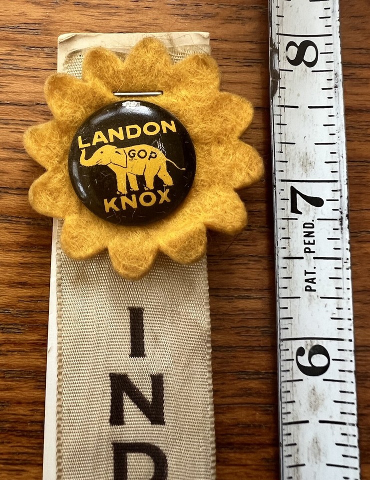Antique 1936 Landon And Knox GOP Elephant Indiana County Western PA Pin ...