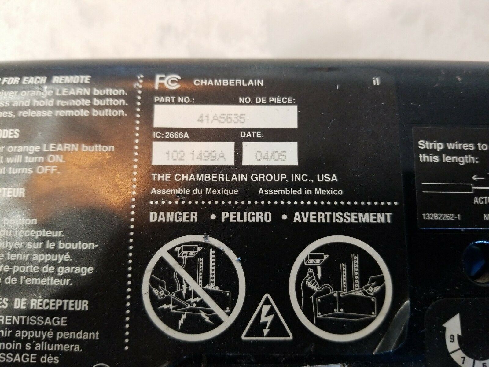 Chamberlain Liftmaster 41A5635 Circuit Board Panel Red Learn Button ...