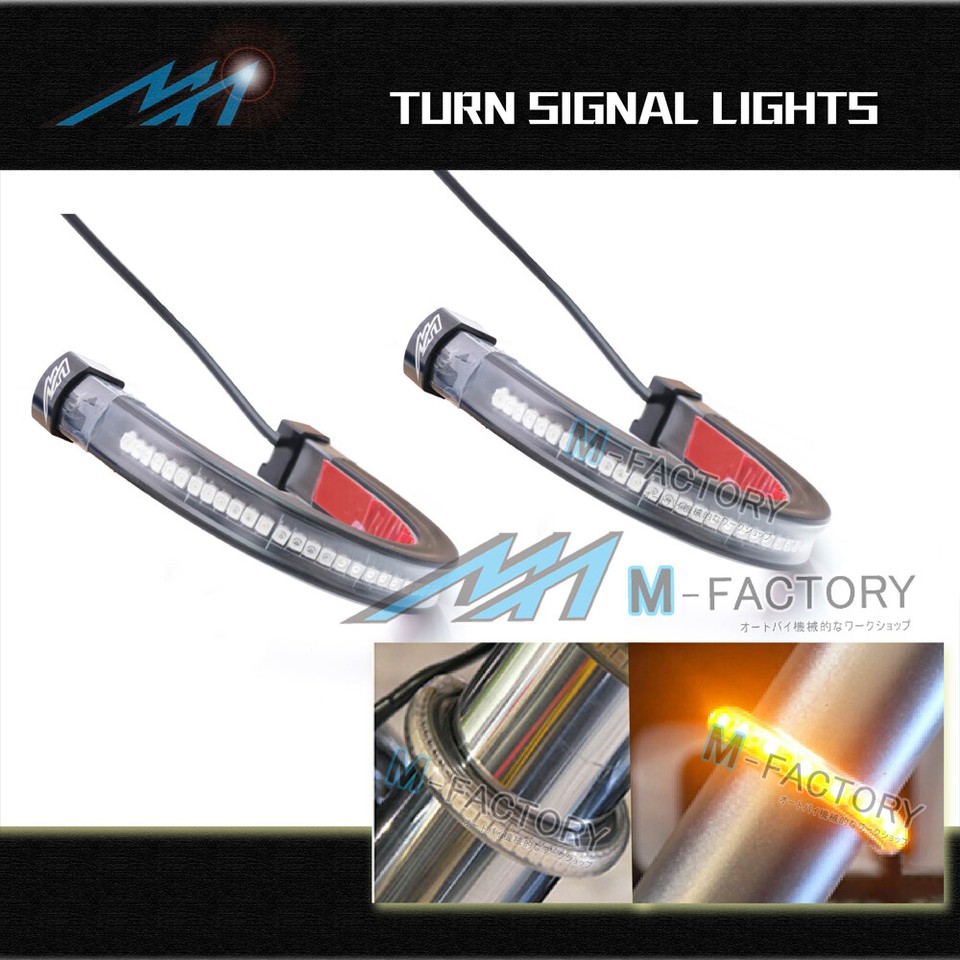 Amber Fork LED Turn Signals Light For Universal Motorcycle x2 | eBay