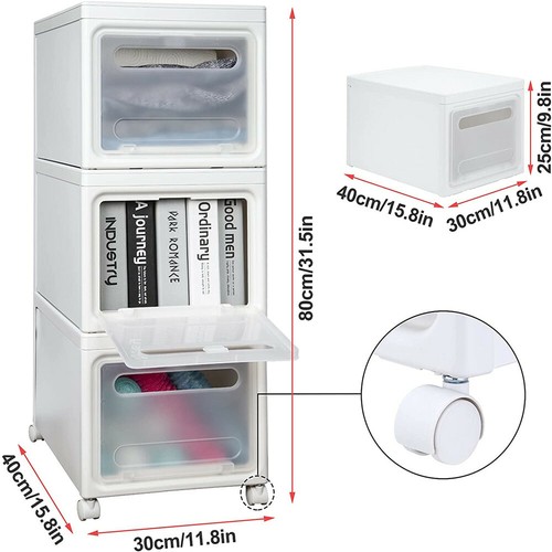 3 Drawers Hard Plastic Stackable Foldable Storage Box Organizer ...