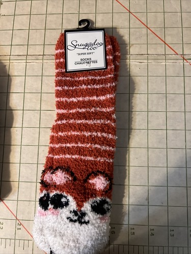 Snugadoo Too Super Soft Animal Socks Fox Burnt red w/ pInk Stripes one ...