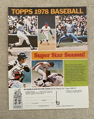 1978 Topps Baseball Salesman Order Sheet | eBay