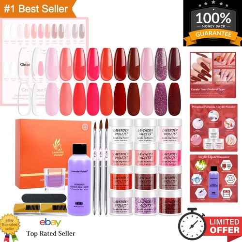 19pcs Clear Pink Red Acrylic Powder and Monomer Liquid Set Acrylic Nail ...