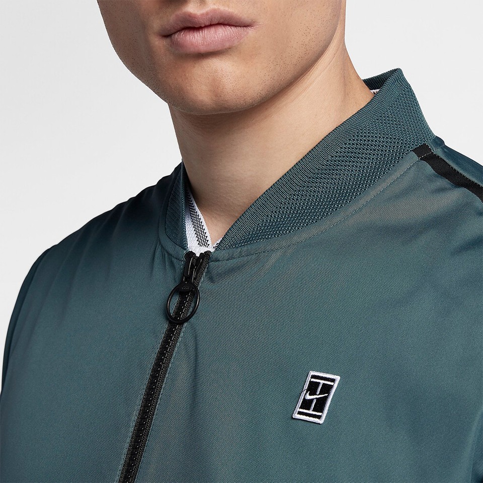 Nike Court Men's Jade Green Full Zip Tennis Bomber Jacket $130 | eBay